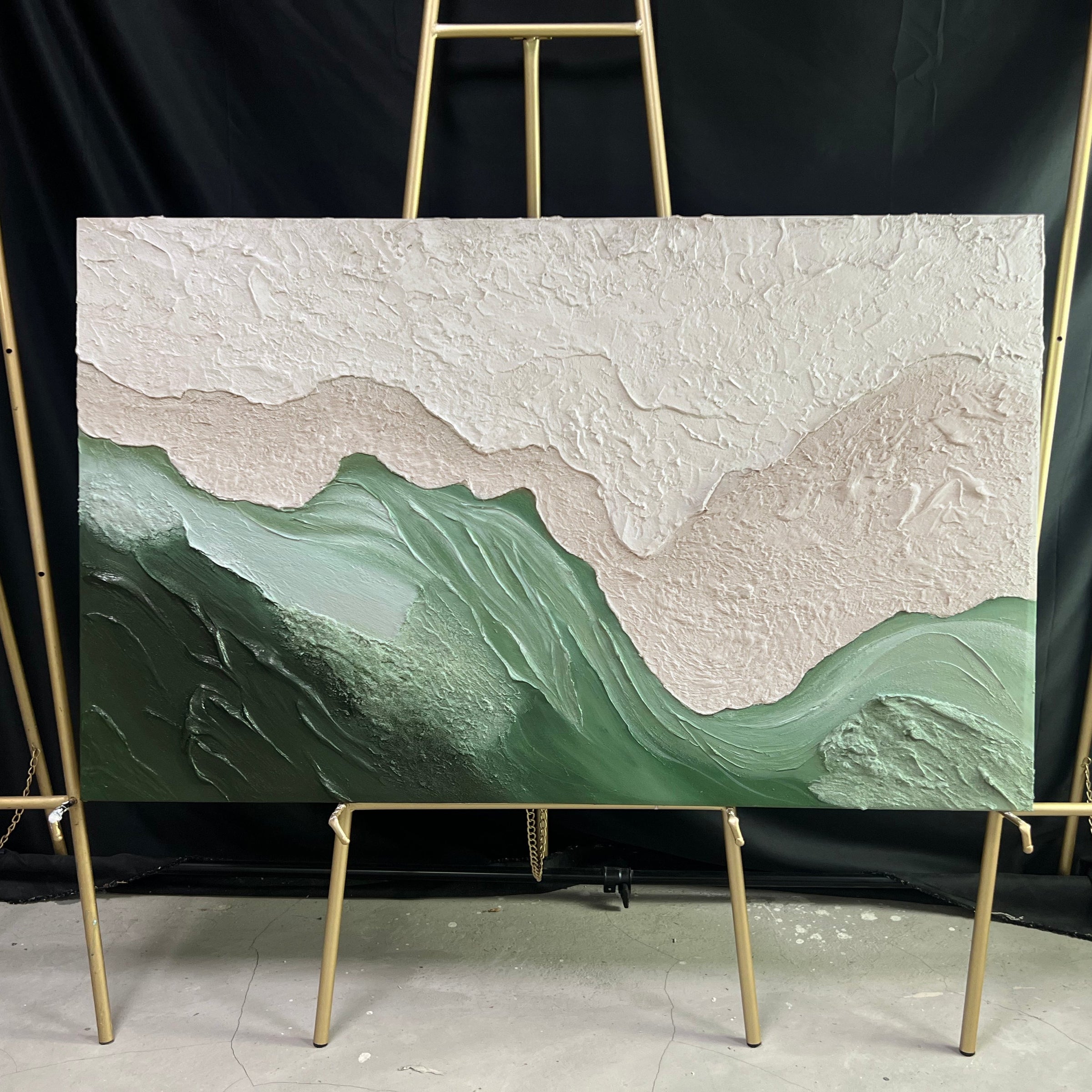 Zoes Deco Original Hand-Painted Abstract/Minimalist/Green Textured ...